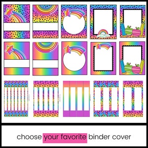 90s Retro Rainbow Editable Binder Covers and Spines Classroom Decor - Etsy