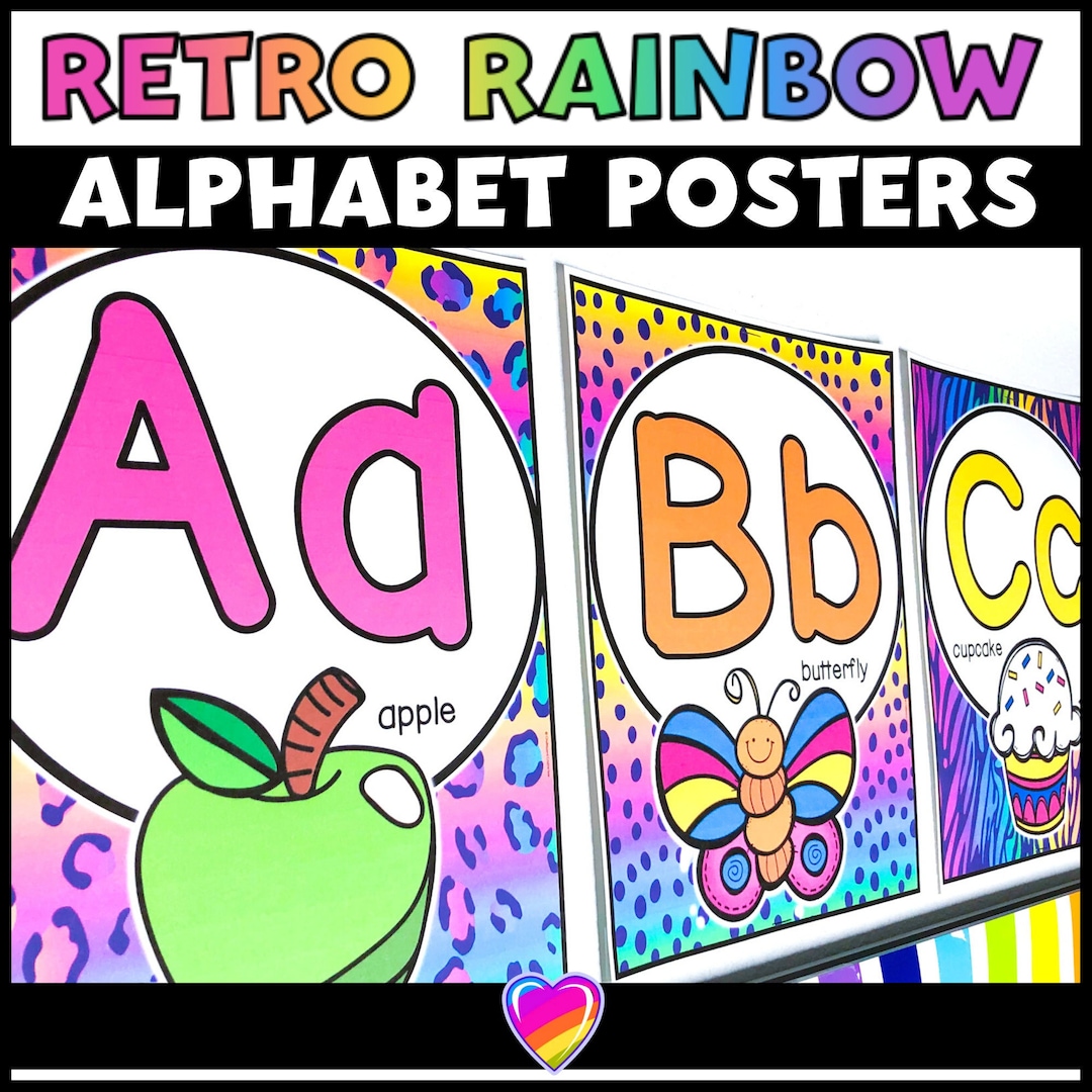 90s Retro Rainbow Alphabet Posters Classroom Decor - Etsy