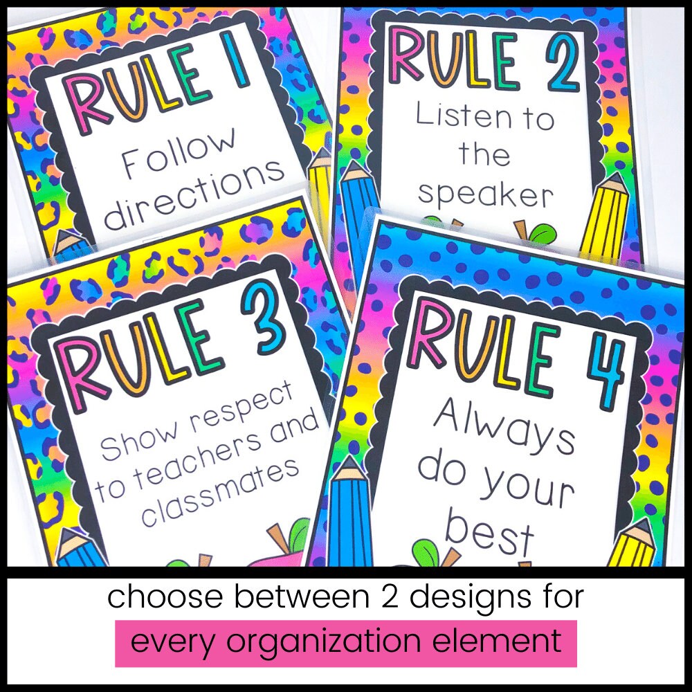 90s Retro Rainbow Classroom Decor Bundle - Etsy