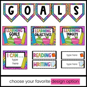 90s Retro Rainbow Editable Learning Objectives Bulletin Board ...