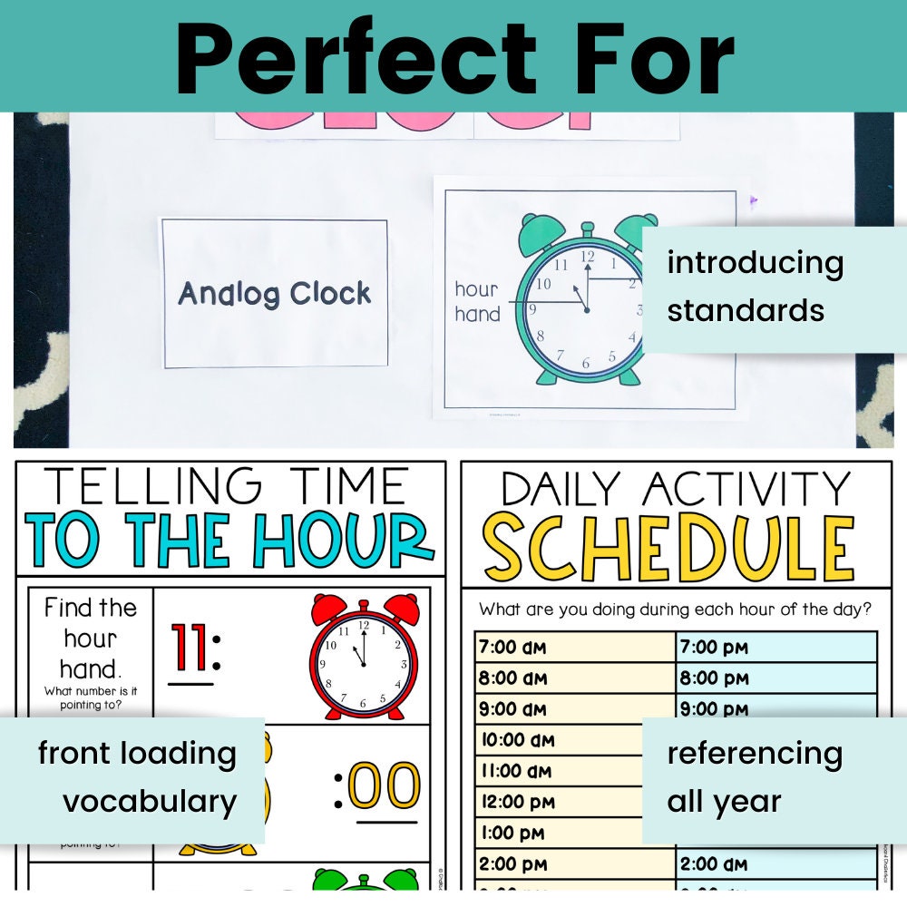 Telling Time Anchor Charts: Hour & Minute Classroom Posters (digital ...