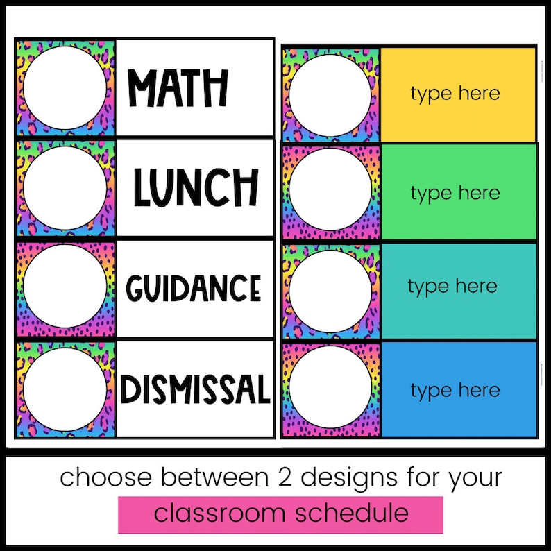 90s Retro Rainbow Editable Classroom Schedule Cards | Classroom Decor ...