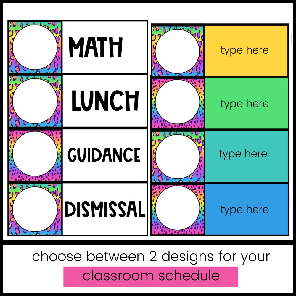 90s Retro Rainbow Editable Classroom Schedule Cards | Classroom Decor ...
