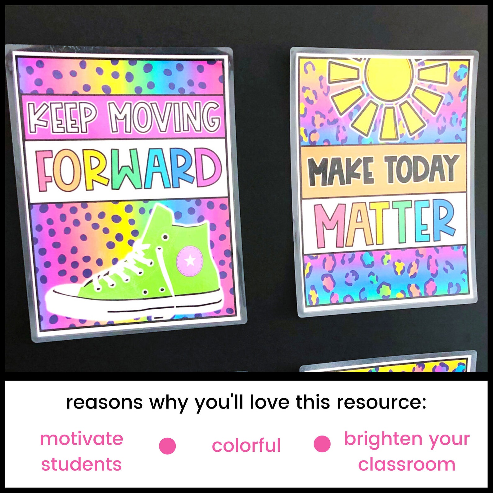 90s Retro Rainbow Inspirational Growth Mindset Posters | Classroom ...