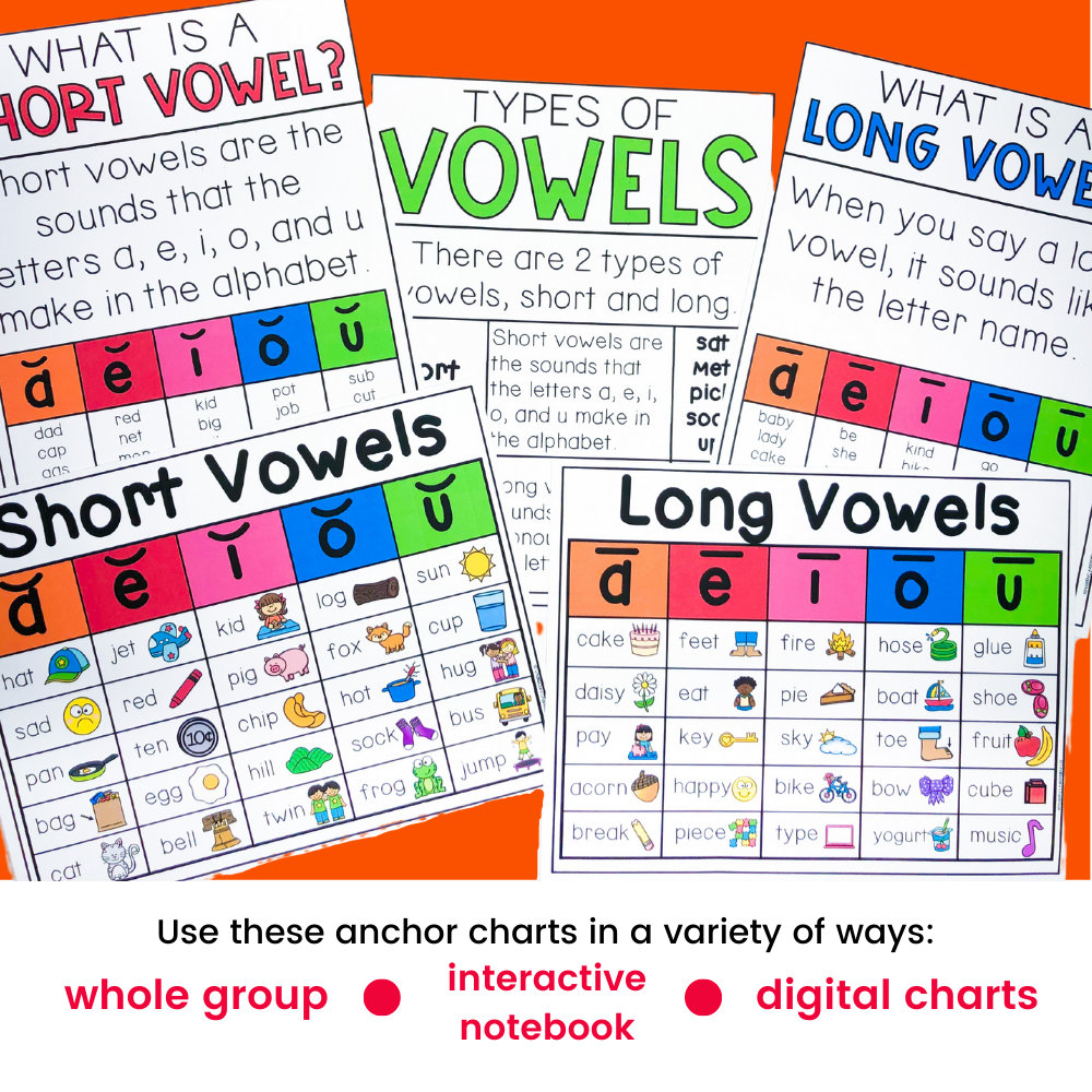 Short and Long Vowel Phonics Anchor Charts and Classroom Posters - Etsy