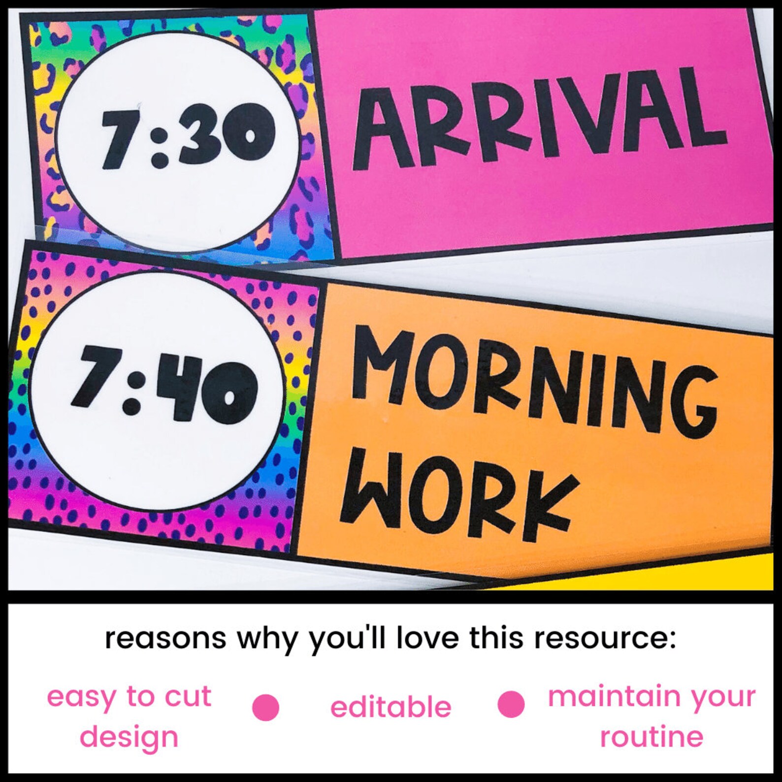 90s Retro Rainbow Editable Classroom Schedule Cards | Classroom Decor ...