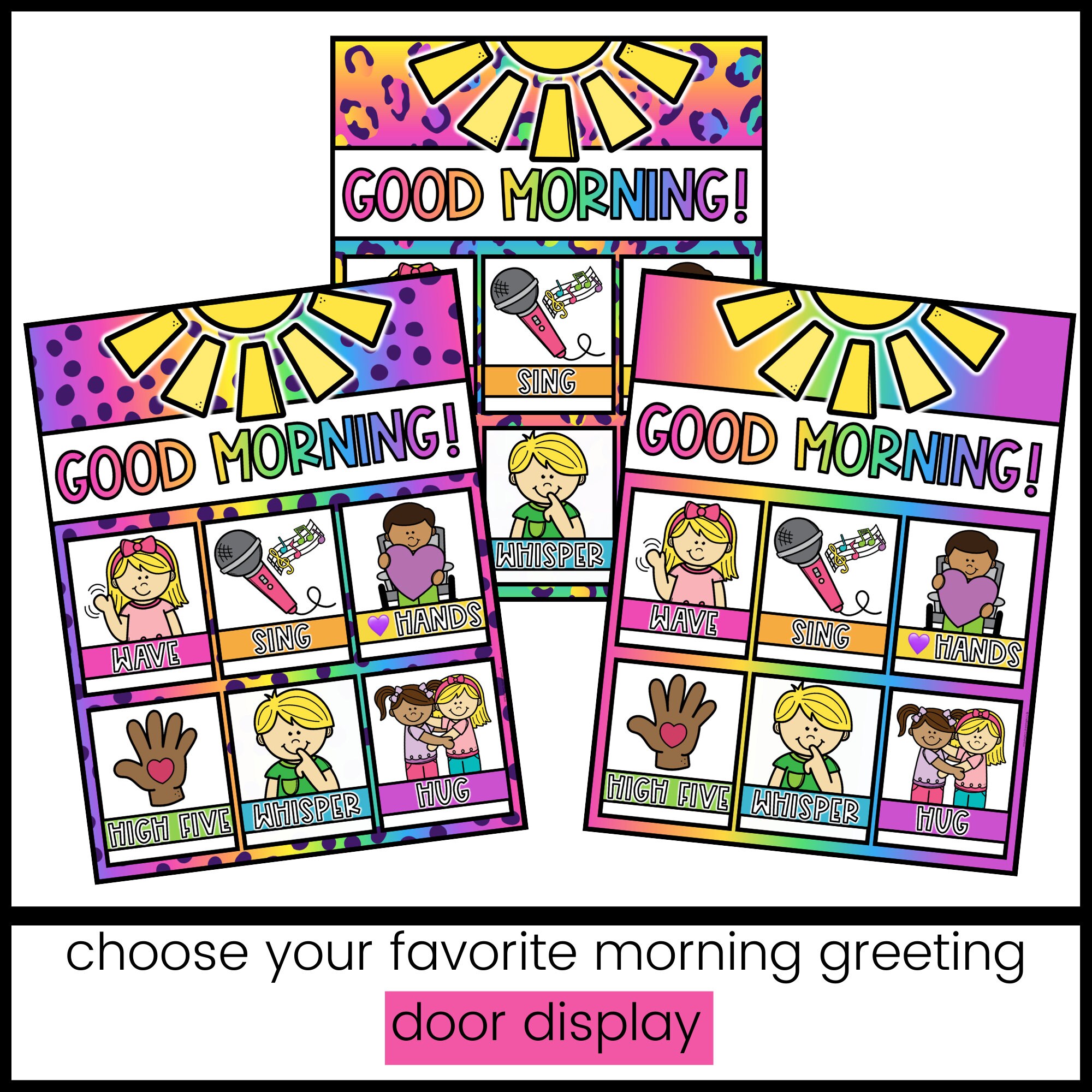 90s Retro Rainbow Morning Greeting Door Display | Classroom Decor - Etsy