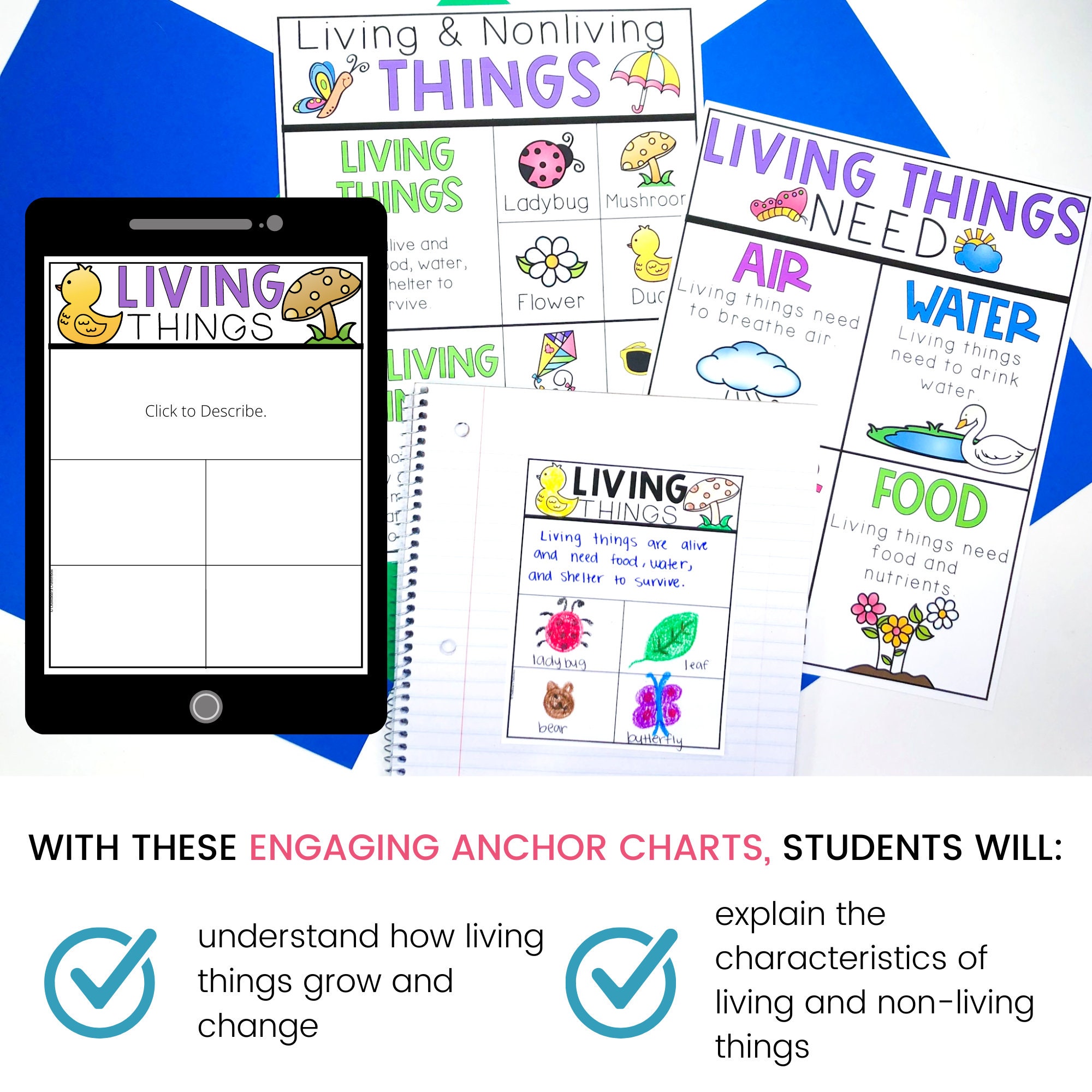 Living and Nonliving Thing Anchor Charts for Kindergarten and First ...