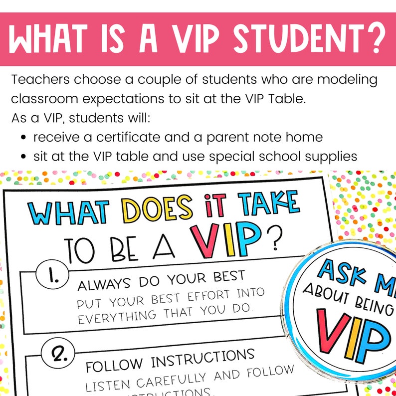 VIP Student Starter Kit | Classroom Behavior Management Tool - Etsy