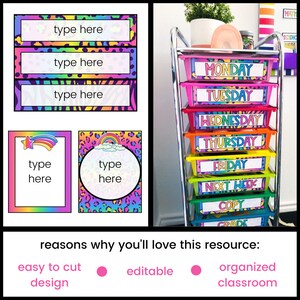 90s Retro Rainbow Editable Classroom Labels | Classroom Decor - Etsy