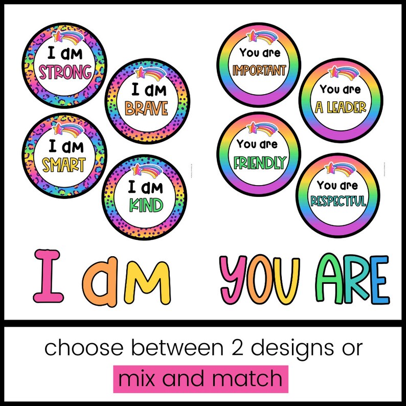 90s Retro Rainbow Editable Affirmation Station | Classroom Decor - Etsy