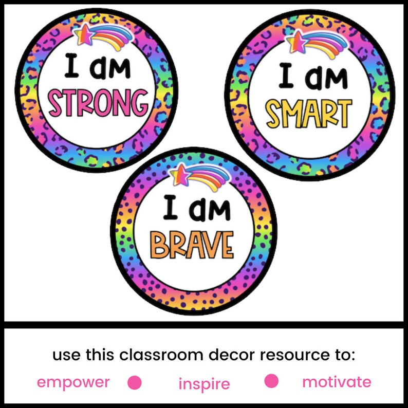 90s Retro Rainbow Editable Affirmation Station | Classroom Decor - Etsy