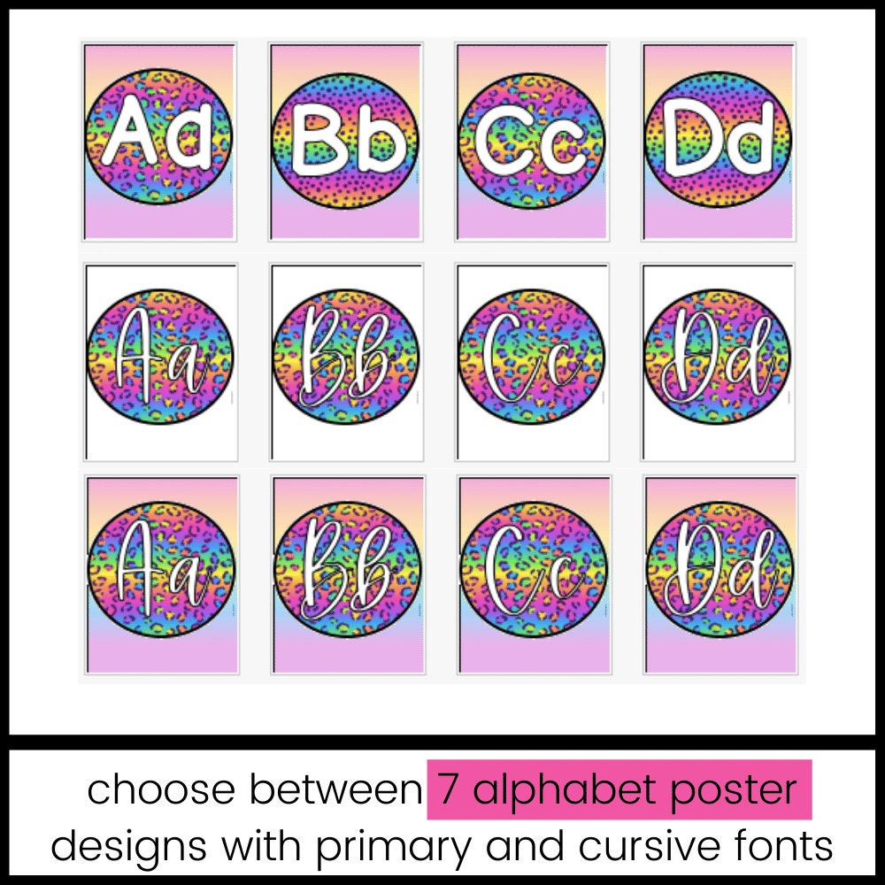 90s Retro Rainbow Alphabet Posters Classroom Decor - Etsy
