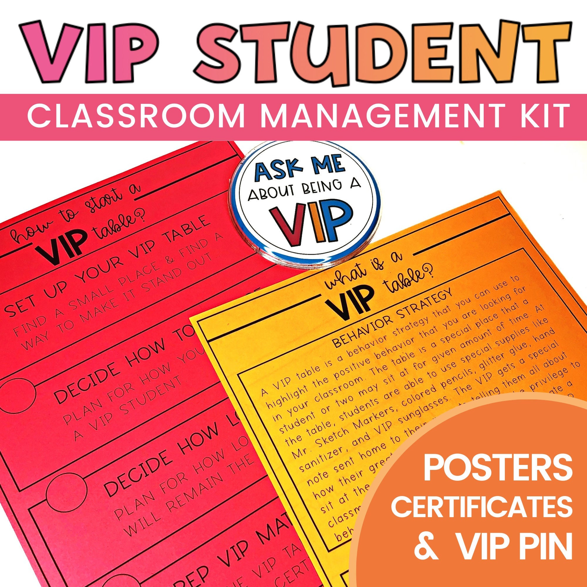 VIP Student Starter Kit | Classroom Behavior Management Tool - Etsy