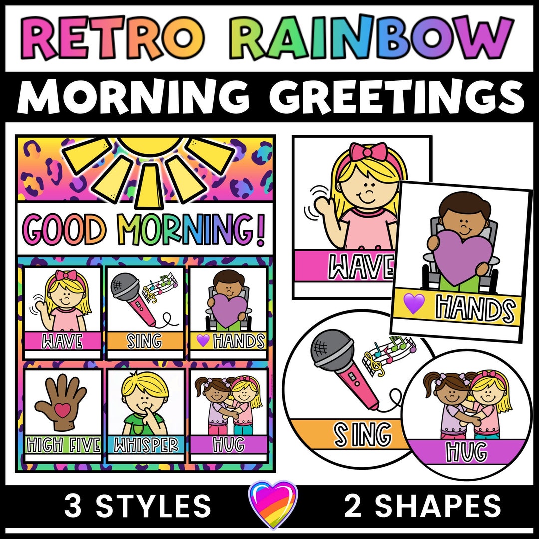 90s Retro Rainbow Morning Greeting Door Display | Classroom Decor - Etsy