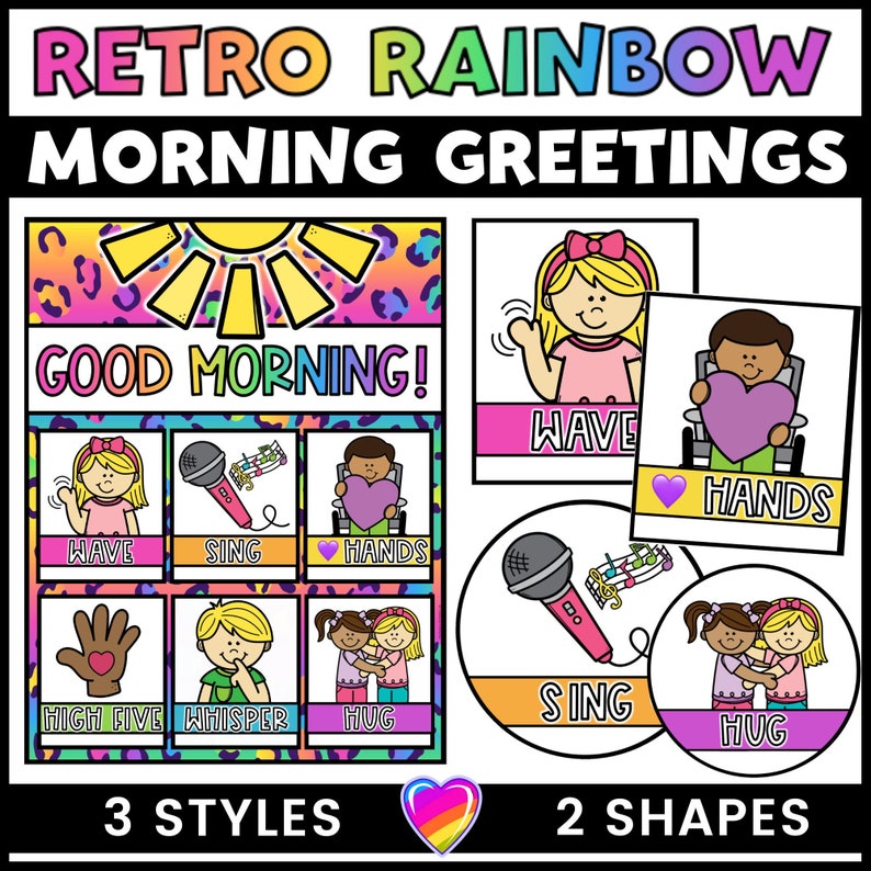 90s Retro Rainbow Morning Greeting Door Display | Classroom Decor - Etsy