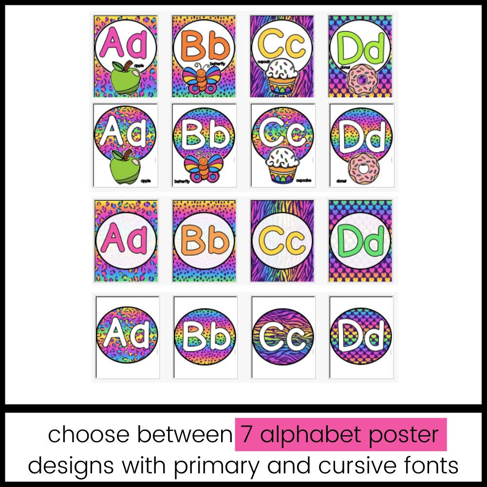 90s Retro Rainbow Alphabet Posters | Classroom Decor - Etsy