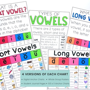 Short and Long Vowel Phonics Anchor Charts and Classroom Posters - Etsy