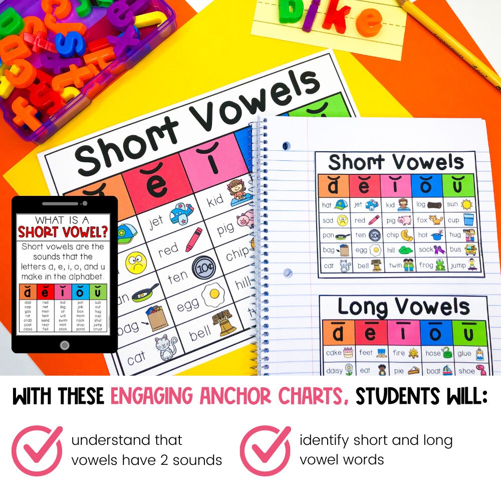 Short and Long Vowel Phonics Anchor Charts and Classroom Posters - Etsy