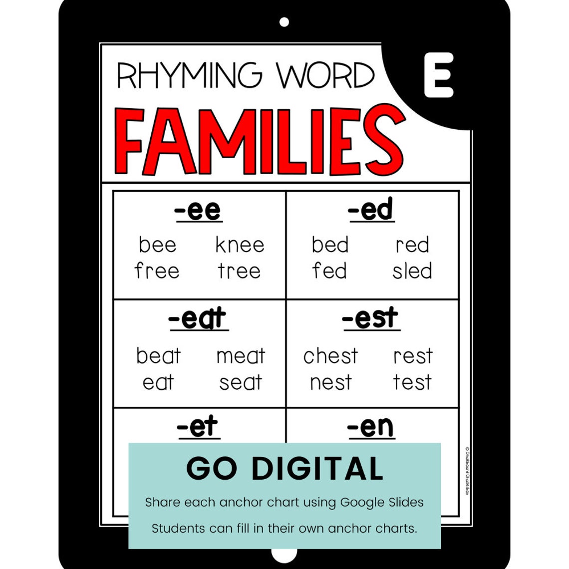 Rhyming Word Family Phonics Anchor Charts and Classroom Posters - Etsy