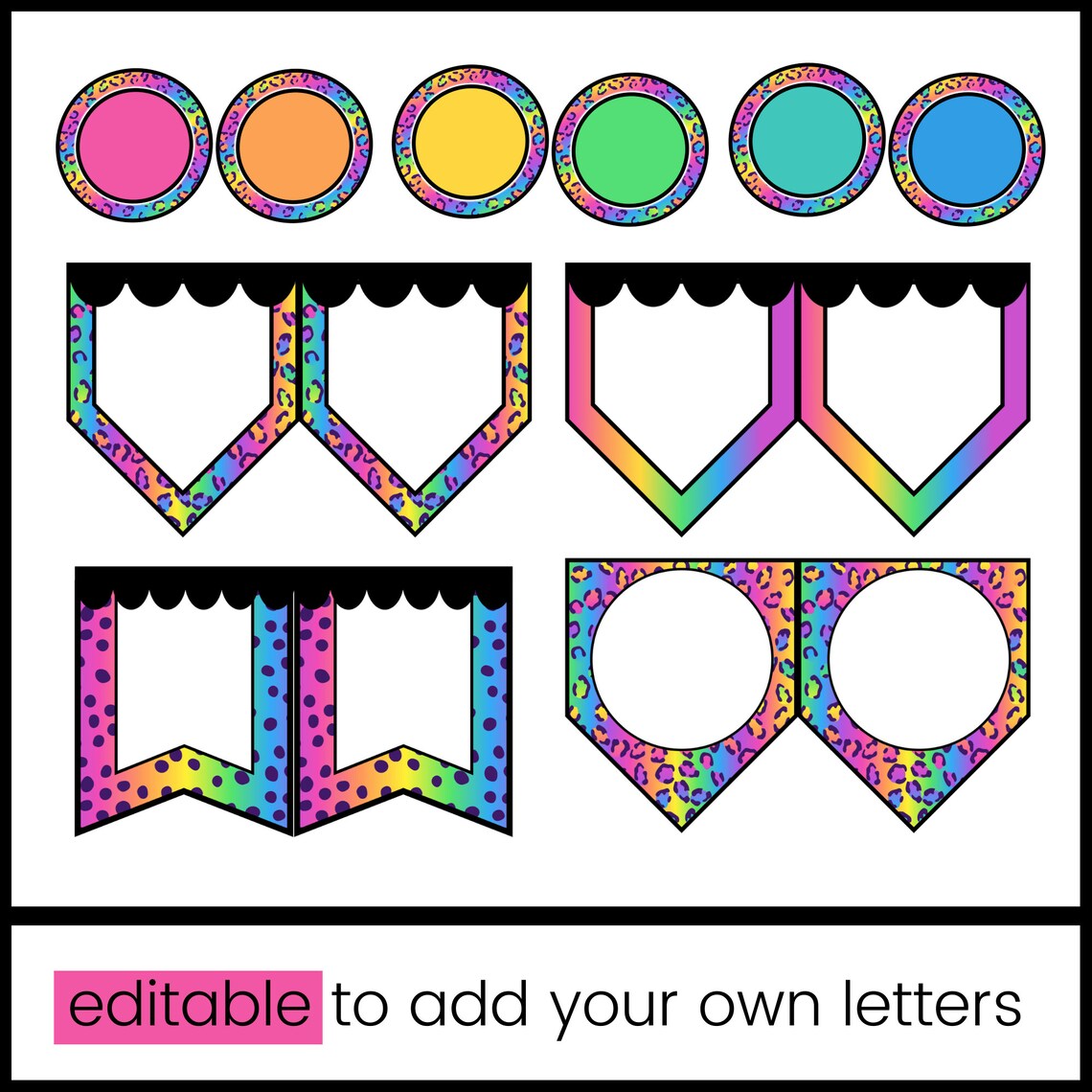 90s Retro Rainbow Editable A-Z Bulletin Board Banners | Classroom Decor ...
