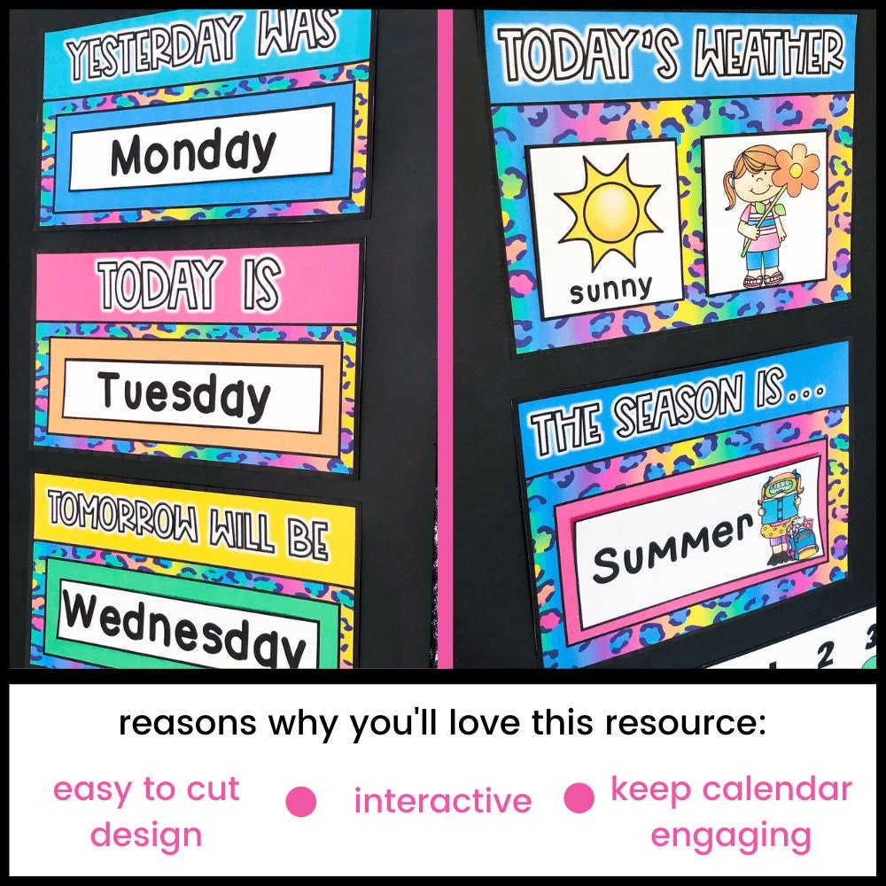 90s Retro Rainbow Calendar Math Set | Classroom Decor - Etsy