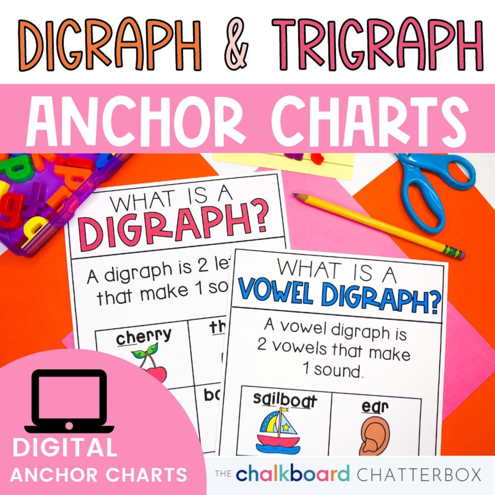 Digraph, Trigraph, and Diphthong Phonics Anchor Charts and Classroom ...