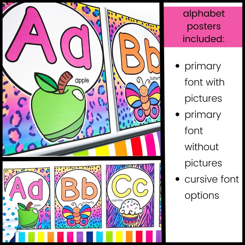 90s Retro Rainbow Alphabet Posters Classroom Decor - Etsy