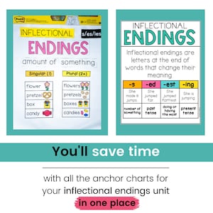 Inflectional Endings -s -ed -ing Phonics Anchor Charts and Classroom ...
