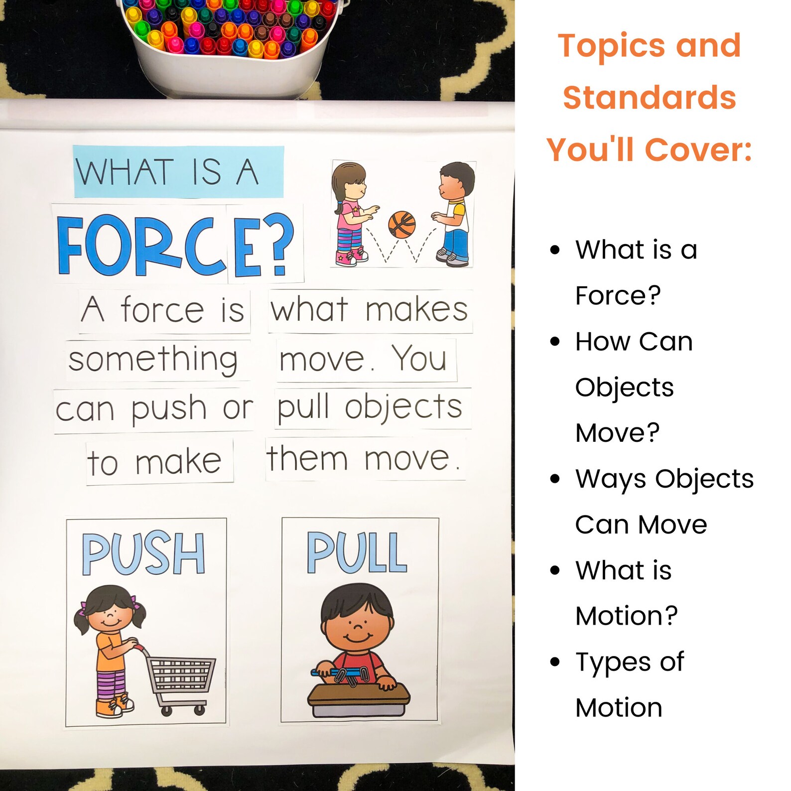 Force, Motion, and Simple Machine Anchor Charts for First and Second ...