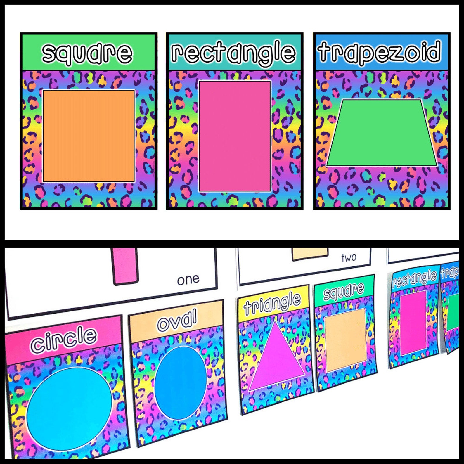 90s Retro Rainbow 2D and 3D Shape Posters | Classroom Decor - Etsy