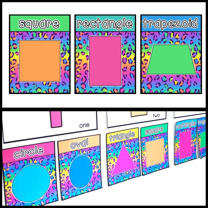 90s Retro Rainbow 2D and 3D Shape Posters | Classroom Decor - Etsy