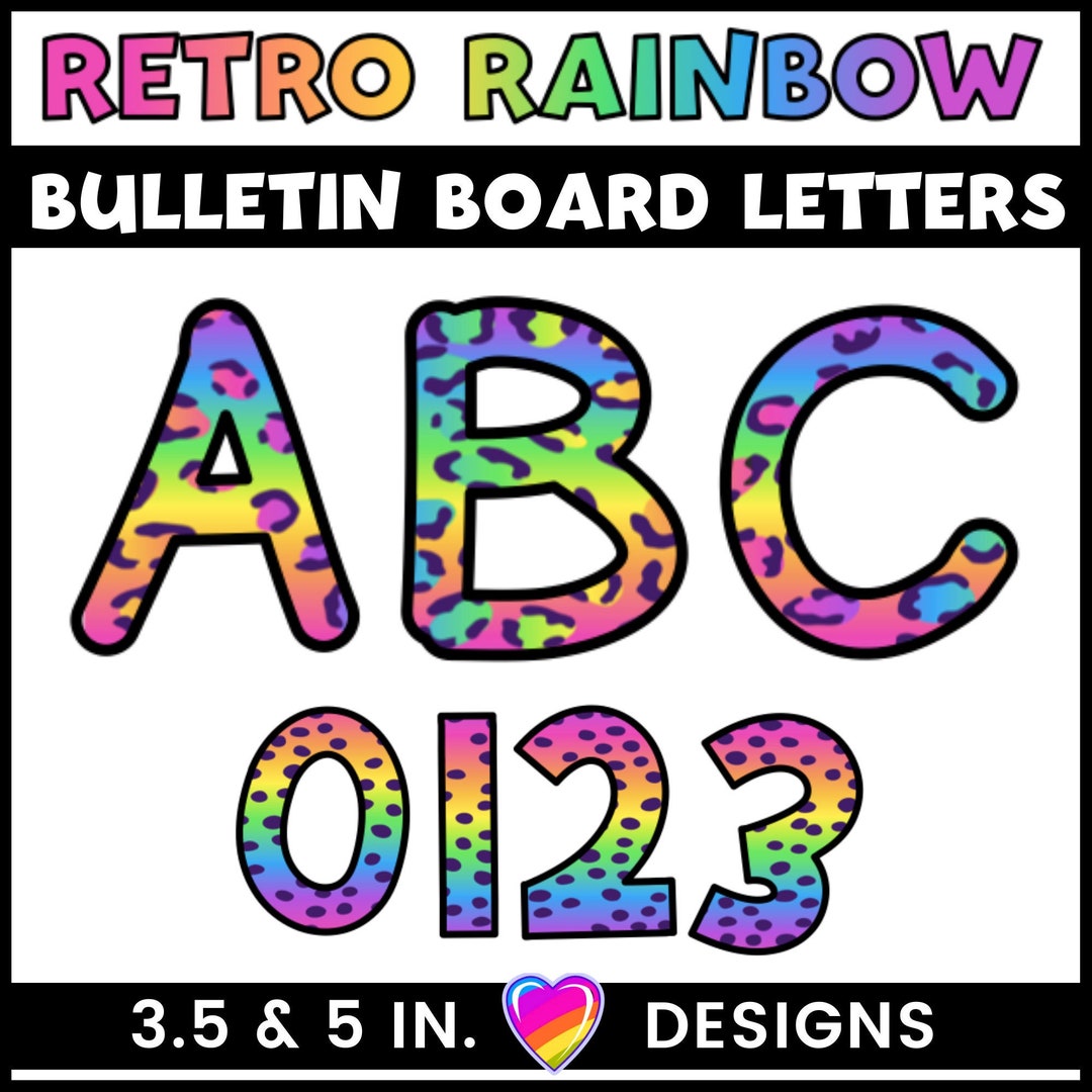 90s Retro Rainbow Bulletin Board Letters | Classroom Decor - Etsy