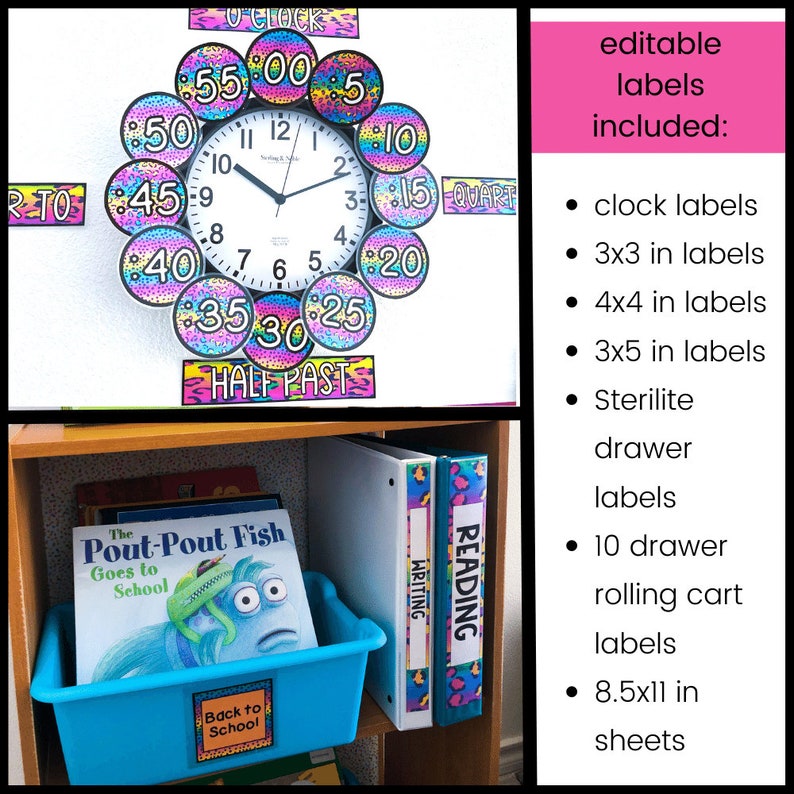 90s Retro Rainbow Editable Classroom Labels | Classroom Decor - Etsy