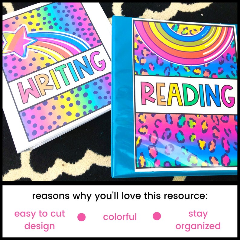 90s Retro Rainbow Editable Binder Covers and Spines | Classroom Decor ...