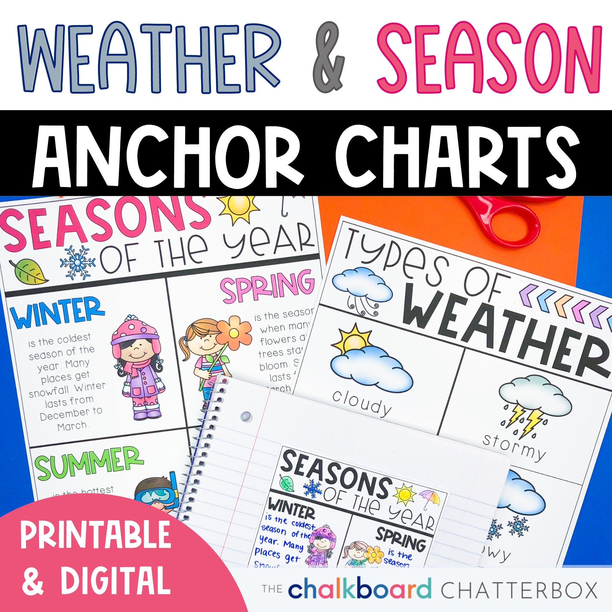 Weather and Season Anchor Charts for First and Second Grade - Etsy