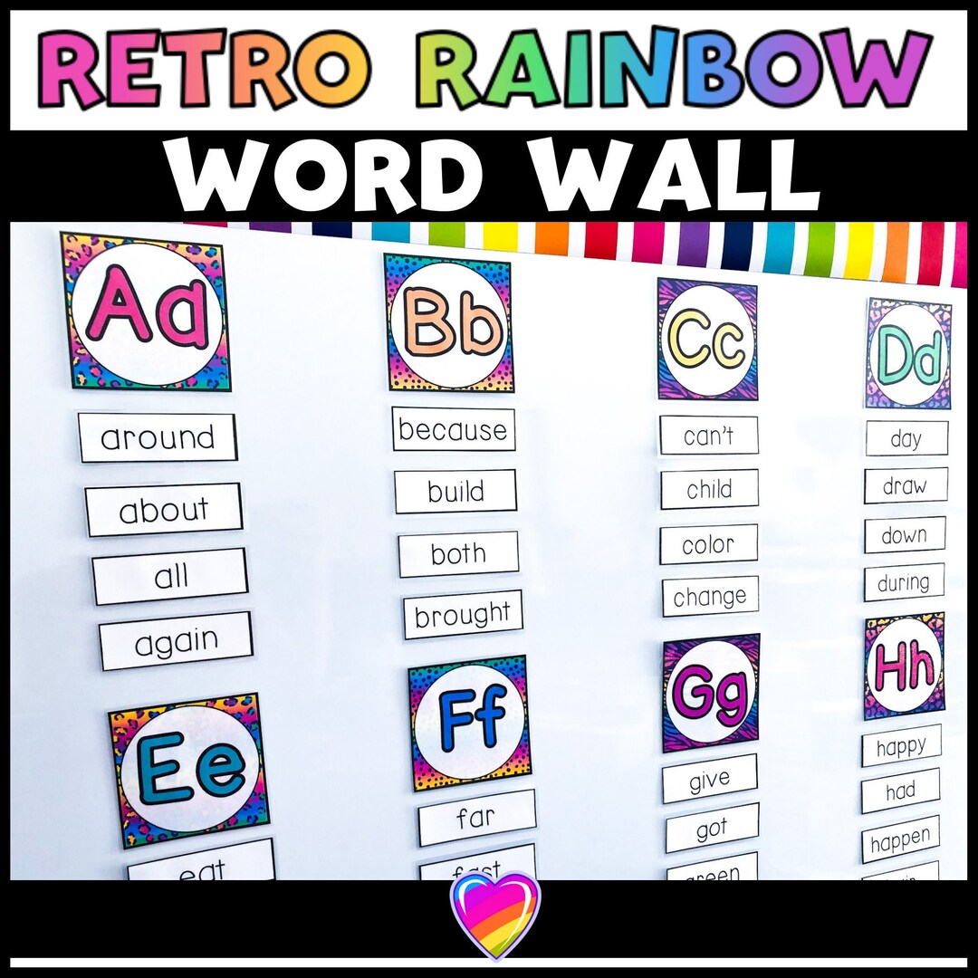 90s Retro Rainbow Word Wall | Classroom Decor - Etsy