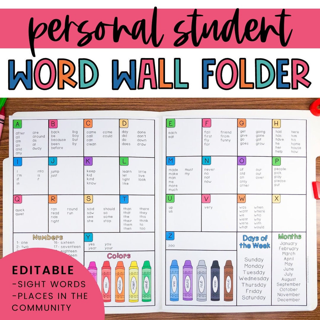 Personal Word Wall Folder - Etsy