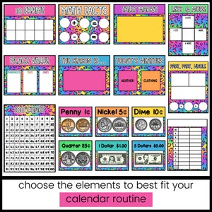 90s Retro Rainbow Calendar Math Set | Classroom Decor - Etsy