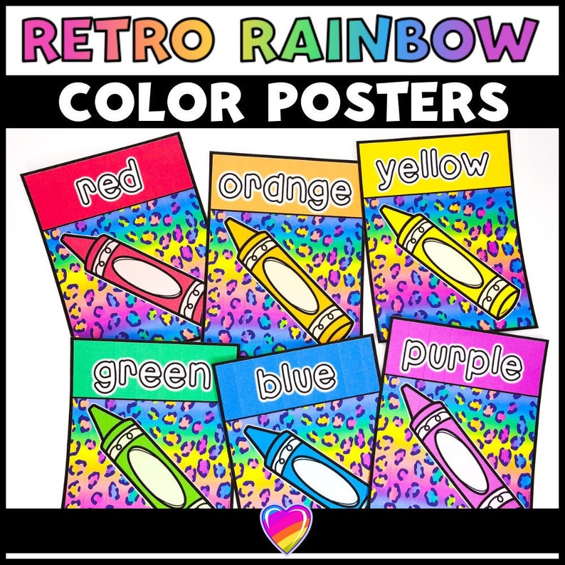 90s Retro Rainbow Color Posters | Classroom Decor - Etsy