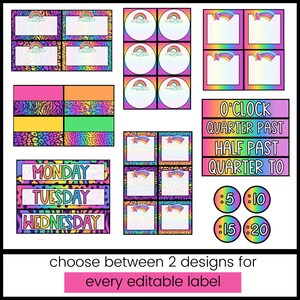 90s Retro Rainbow Editable Classroom Labels | Classroom Decor - Etsy