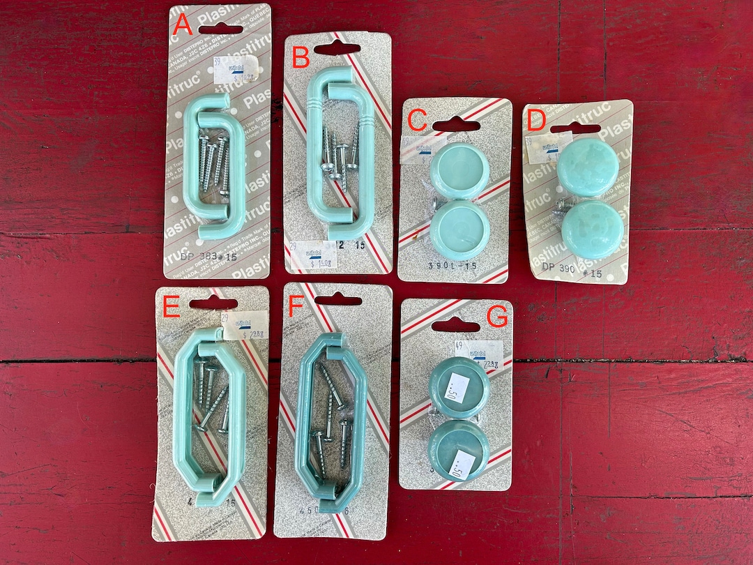 NOS Vintage Plastic Cabinet Handles - Plastitruc Plastic Handles Teal ...