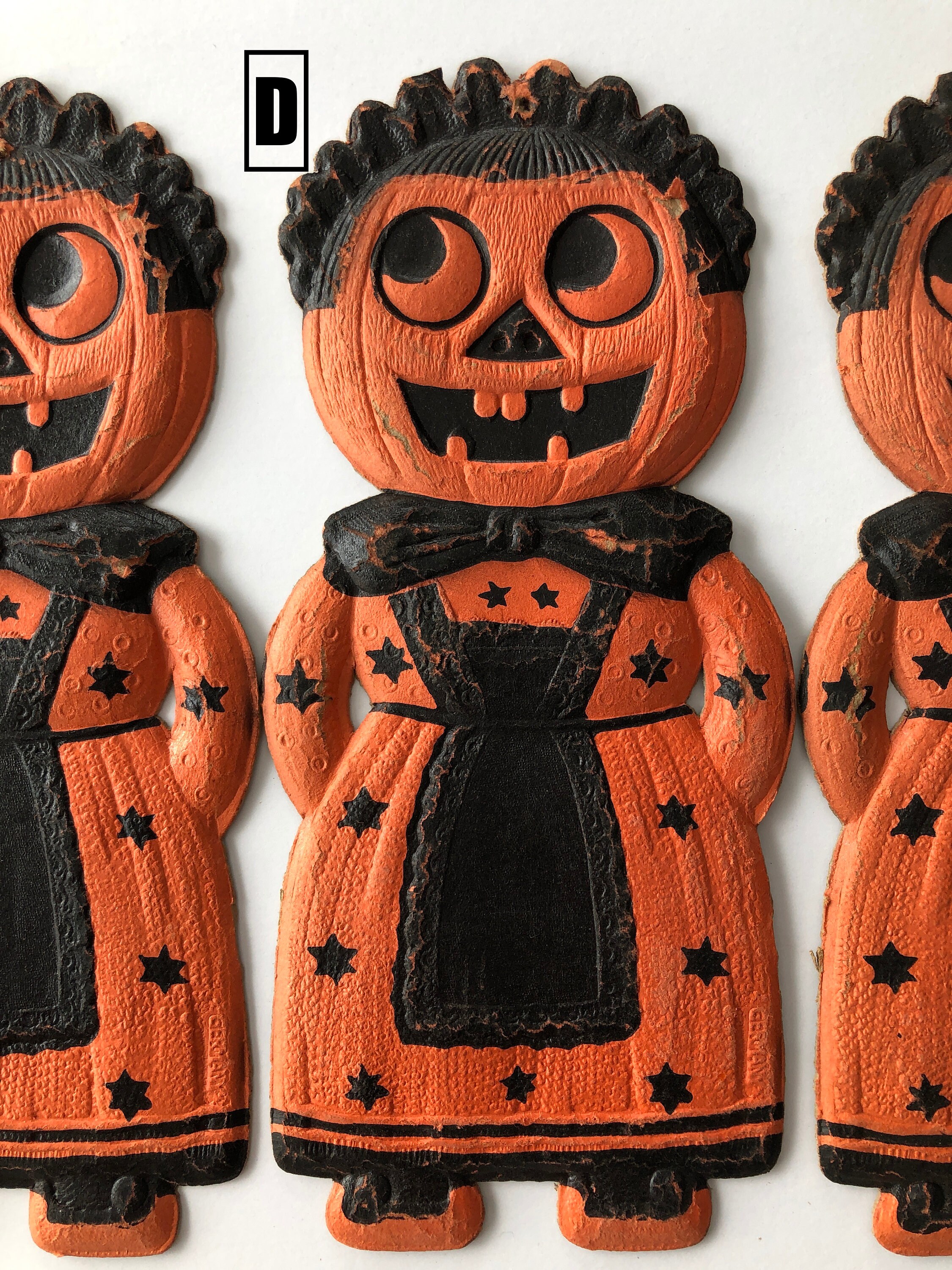 Vintage Halloween Embossed Pumpkin Lady Die Cut Made in Germany ...