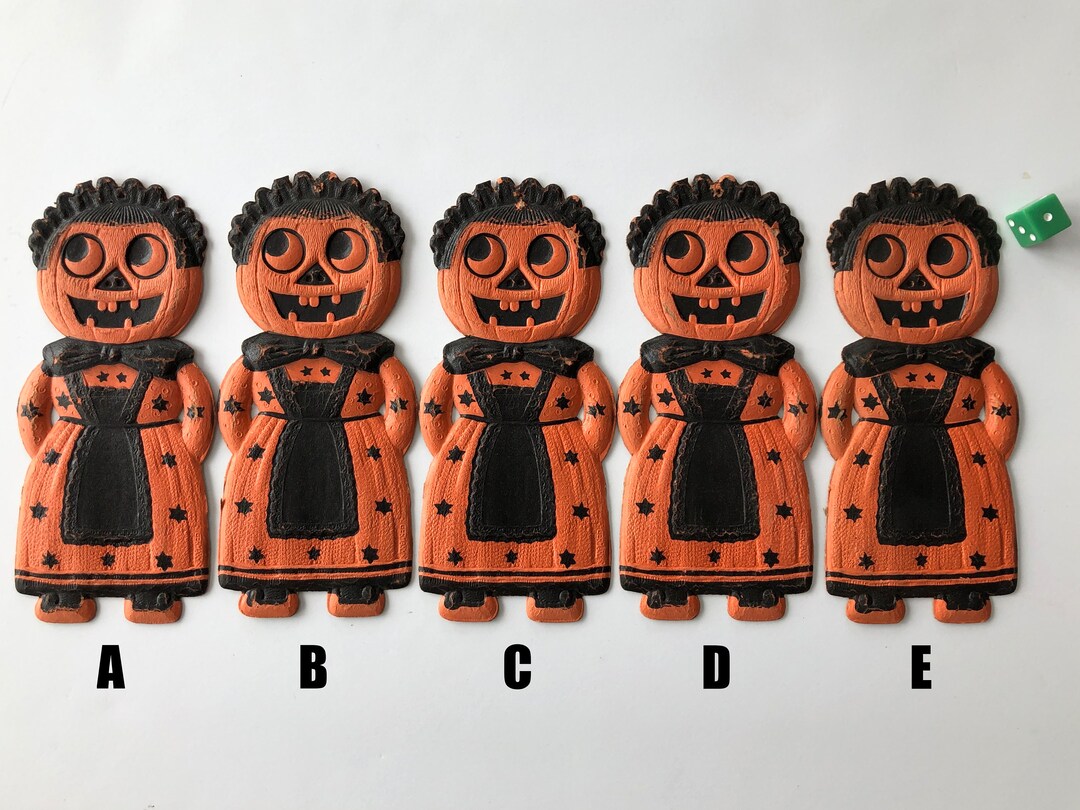 Vintage Halloween Embossed Pumpkin Lady Die Cut Made in Germany ...