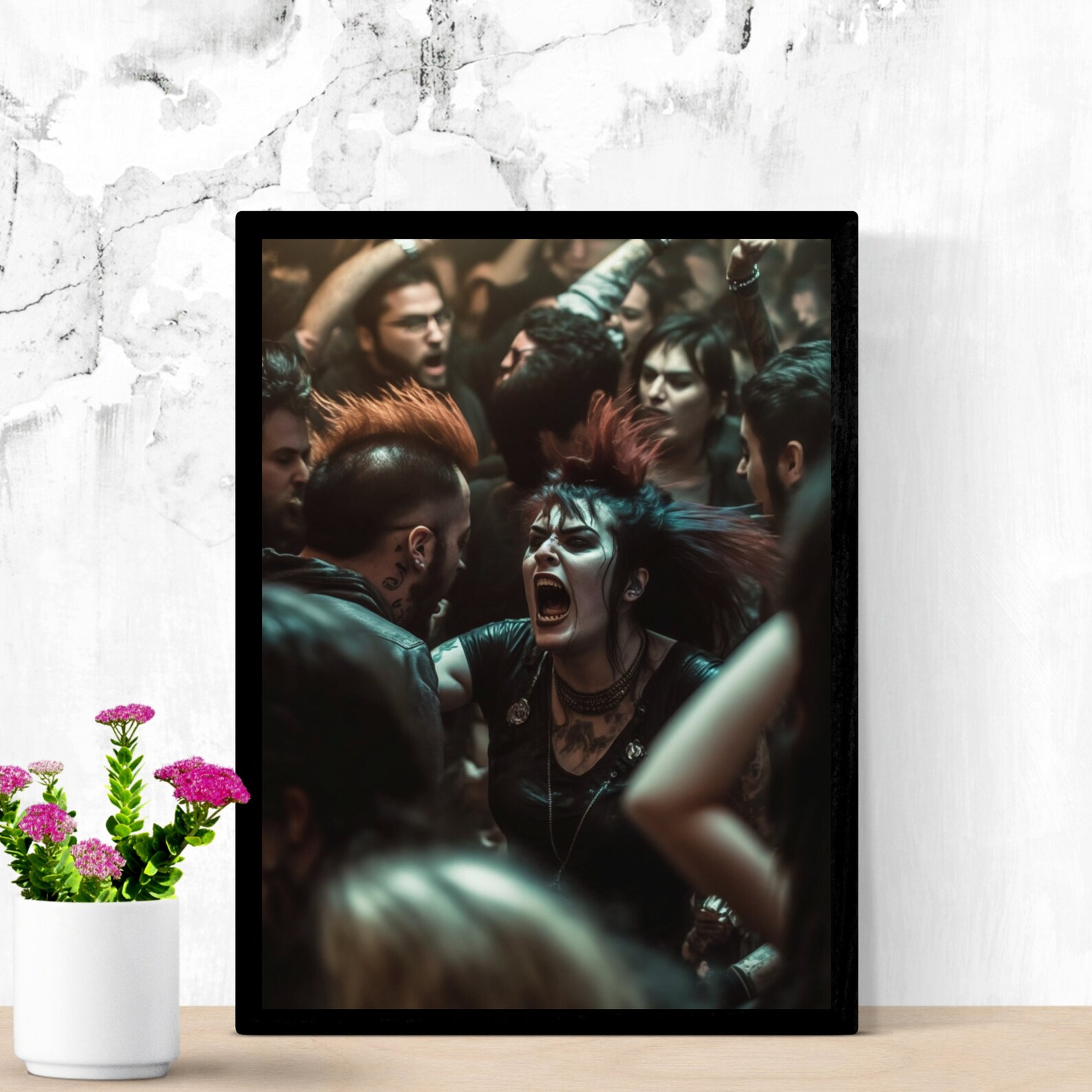 Goth Punk Fans in a Mosh Pit Digital Printable Art for Alternative Home ...
