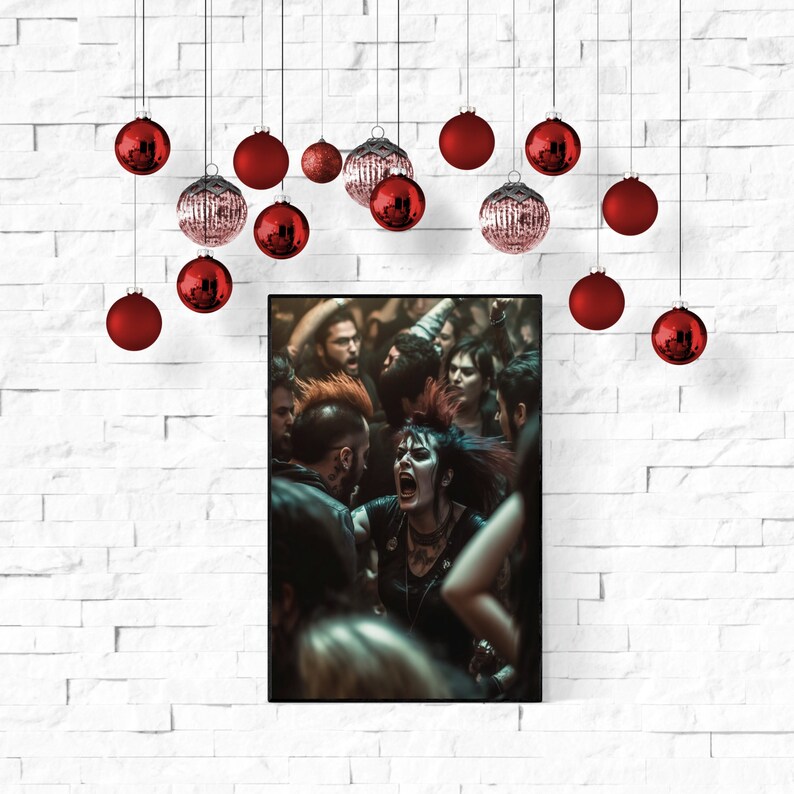 Goth Punk Fans in a Mosh Pit Digital Printable Art for Alternative Home Decor Dark Academia ...