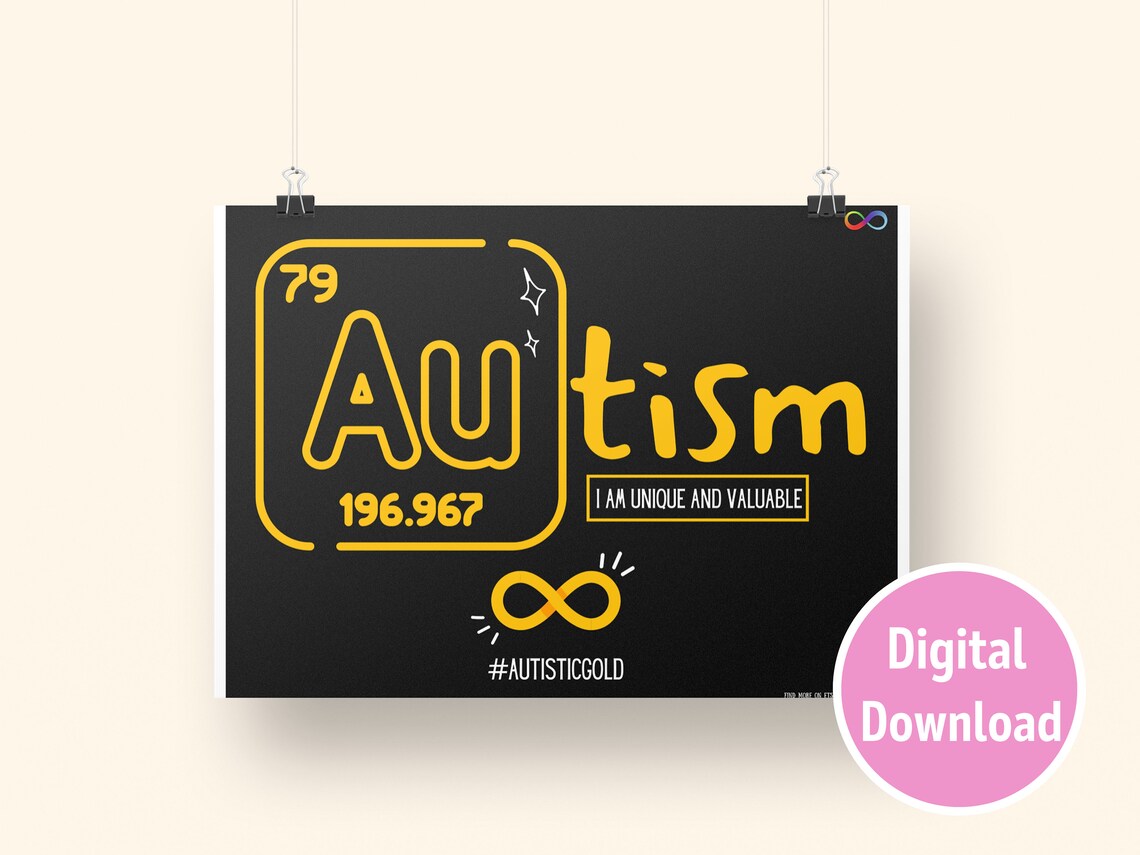 Autistic Gold Poster - Autism Acceptance Digital Download Printable - Etsy