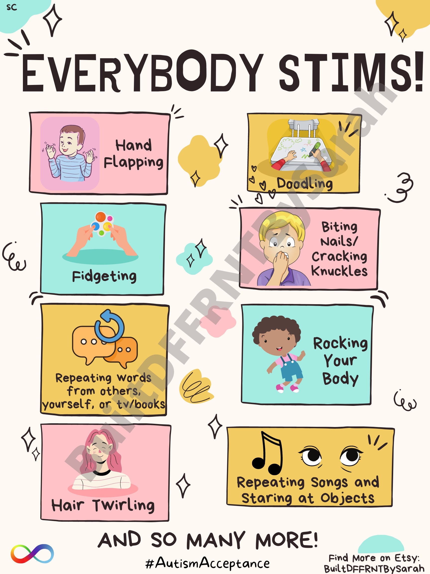 Everybody Stims! Classroom Educational Poster - Autism Acceptance ...