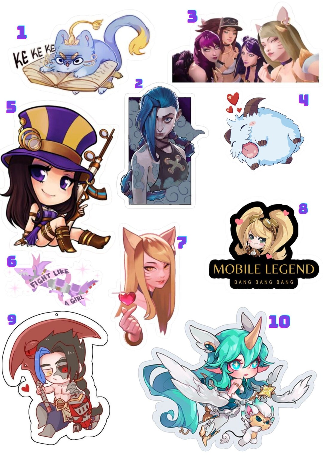 Sticker League of Legend/ Ahri / Yasuo / Yuumi - Etsy