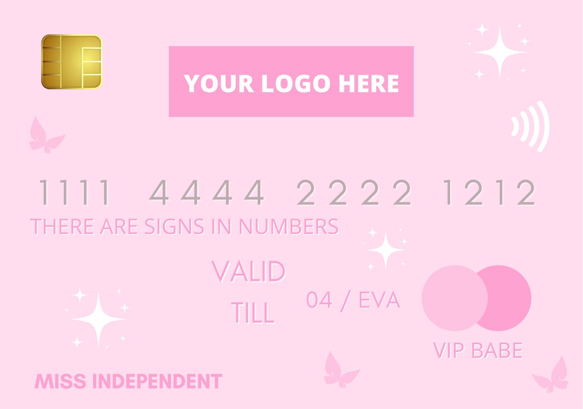 Pink Credit Card Business Card | Digital Download | Template | Fully ...